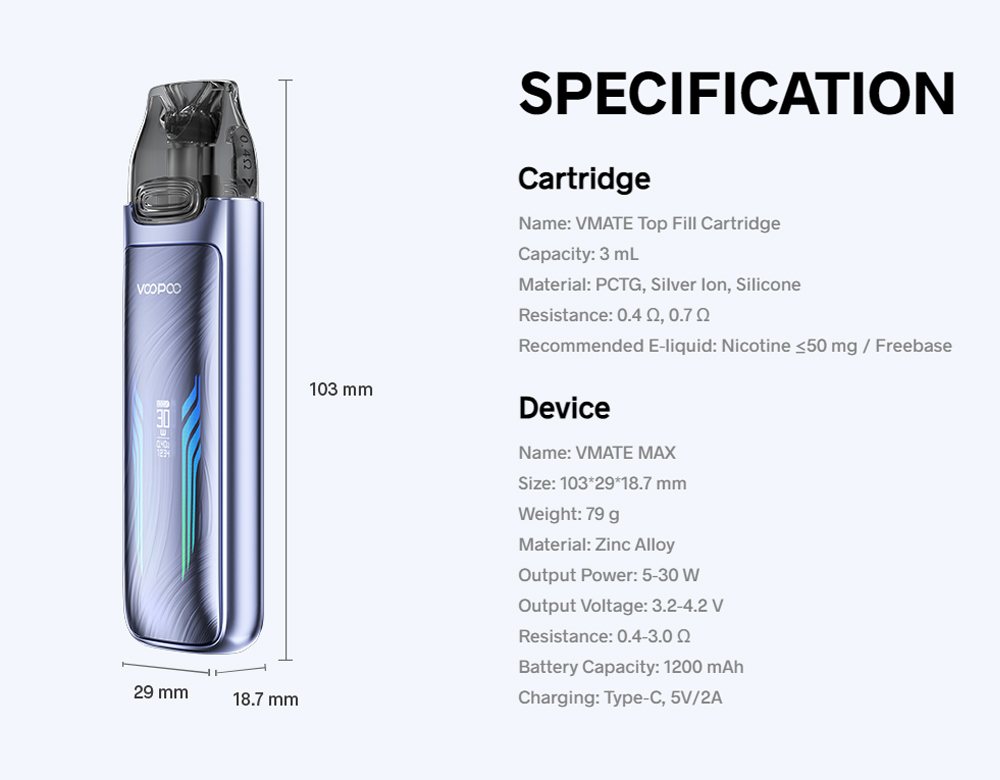 VOOPOO Vmate Max Pod System Kit 1200mAh