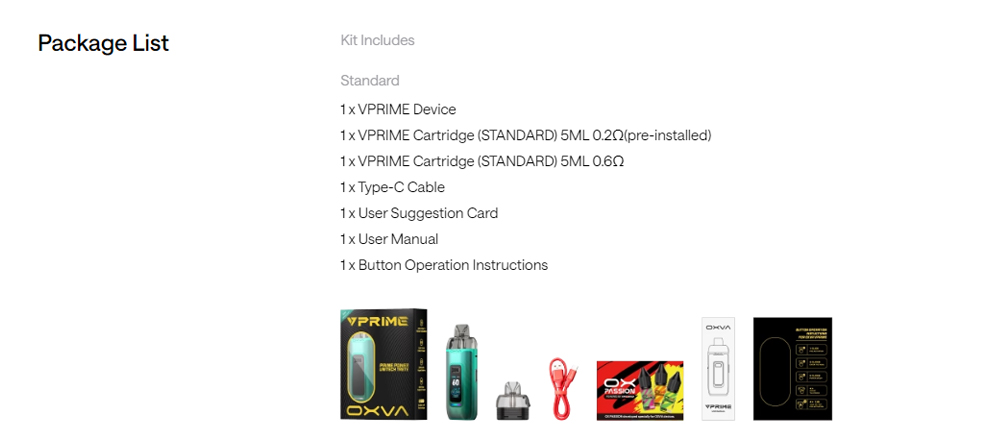 OXVA VPRIME Pod Mod Kit 2600mAh 5ml